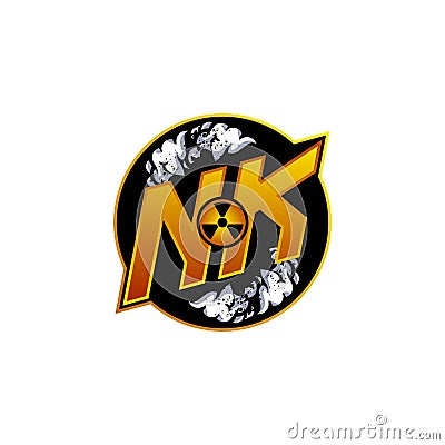 NK Logo Monogram ESport Gaming With Gas Shape Design Cartoon Vector ...