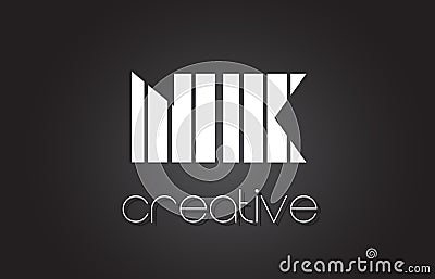 NK N K Letter Logo Design With White And Black Lines. Cartoon Vector ...