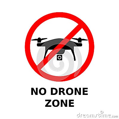 No Drone Zone Sign. Flying Drones Prohibition Symbol With Text. No Fly ...