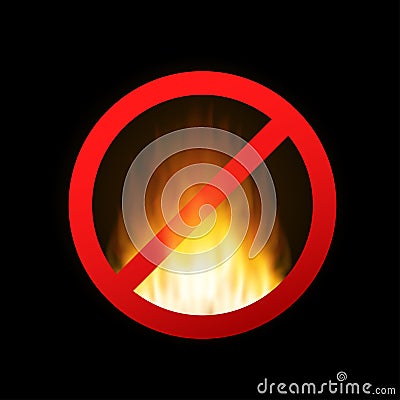 No Fire. No Open Flame Sign On Black Background. Vector Illustration ...