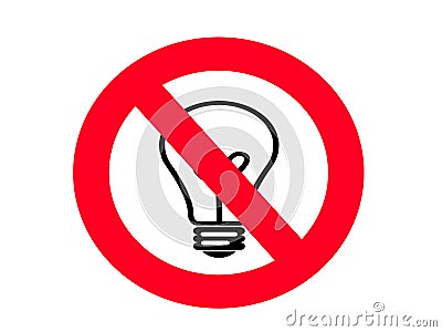 NO Incandescent Light Bulb SIGN Royalty Free Stock Images - Image: 8974469
