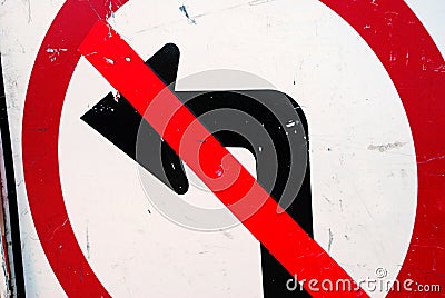 No Left Turn Construction Sign Stock Photography - Image: 5268072