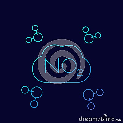 NO2, Nitrogen Dioxide Molecule, Linear Vector Illustration ...