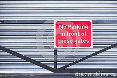 No Parking In Front Of Gate 24hr Access Required Sign Stock Photo ...