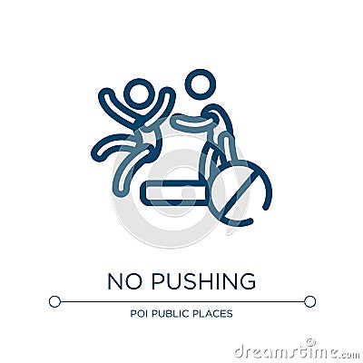 No Pushing Icon. Linear Vector Illustration From Swimming Pool Rules ...