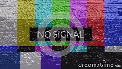No Signal. Old CRT TV Color Rendering Test with Text - NO SIGNAL. SMPTE ...