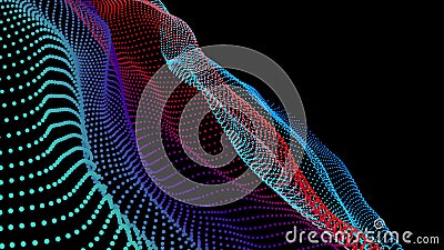 Node 3d Data Array. Dots Organized To Network Data Flow. Deep Big Surface Nodes As Mesh Grid ...