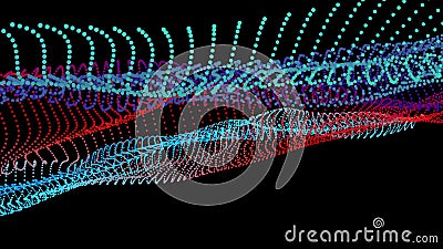 Node 3d Data Array. Dots Organized To Network Data Flow. Deep Big Surface Nodes As Mesh Grid ...