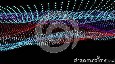 Node 3d Data Array. Dots Organized To Network Data Flow. Deep Big Surface Nodes As Mesh Grid ...
