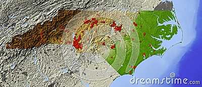 North Carolina, Relief Map Royalty Free Stock Photo - Image: 5573995