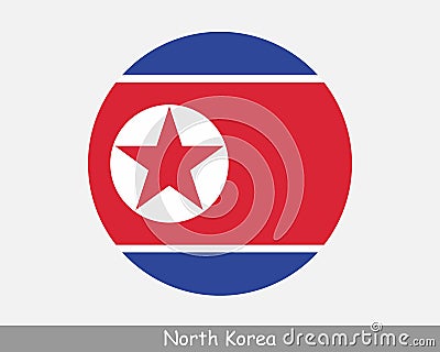 North Korea Round Circle Flag. North Korean Circular Button Banner Icon ...