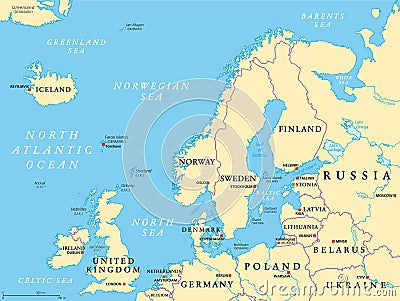 Northern Europe, Political Map Cartoon Vector | CartoonDealer.com ...