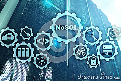 NoSQL. Structured Query Language. Database Technology Concept. Server Room Background. Stock ...