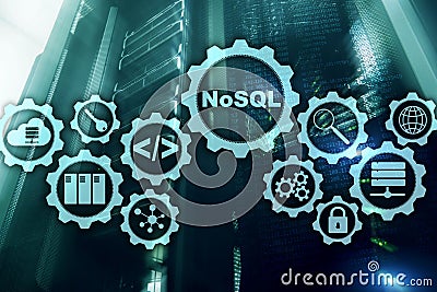 NoSQL. Structured Query Language. Database Technology Concept. Server Room Background. Royalty ...