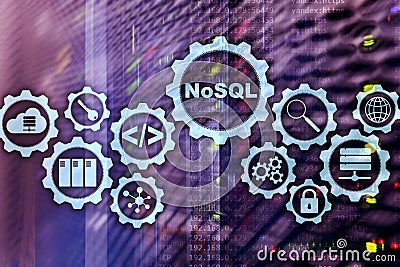 NoSQL. Structured Query Language. Database Technology Concept. Server Room Background. Royalty ...