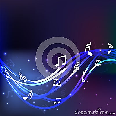 Notas Musicales Con Las Ondas Azules Brillantes Stock de ilustración ...