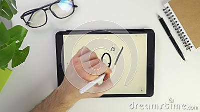 Write Note on Tablet Screen. Electronic Pencil for Widget Notes. Modern ...