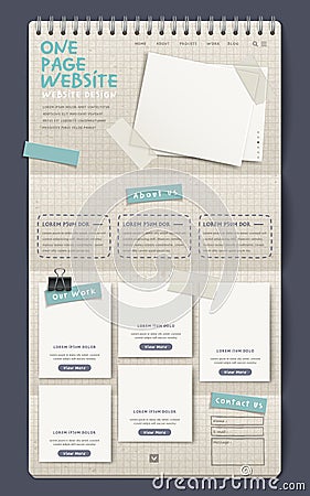 Notebook Style One Page Website Design Template Stock Vector - Image ...