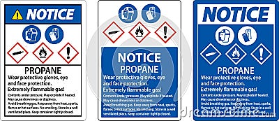 Notice Propane Flammable Gas PPE GHS Sign Cartoon Vector ...