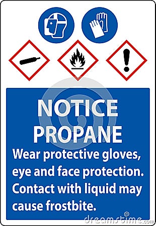 Notice Propane Flammable Gas PPE GHS Sign Vector Illustration ...