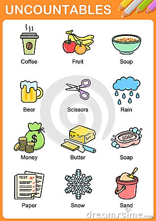 Nouns The Can Be Countable And Uncountable Cartoon Vector ...