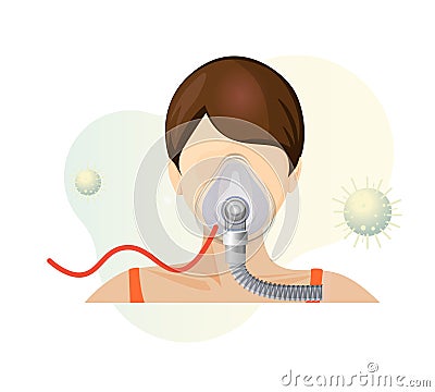 Novel Coronavirus - Non Invasive Ventilation Support - Icon Cartoon ...