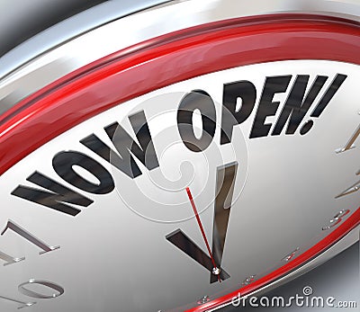 Now Open Clock Announcing Grand Opening Stock Photography ...
