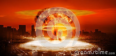 Nuclear Explosion Over A Large City Stock Illustration - Image: 67815543