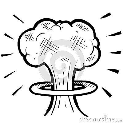 Nuclear Mushroom Cloud Sketch Vector Illustration | CartoonDealer.com ...
