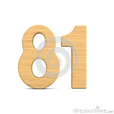 Number Eighty One On White Background. Isolated 3D Illustration Royalty ...