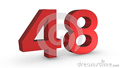Number 48 Forty Eight Red Sign 3D Rendering Isolated On White ...