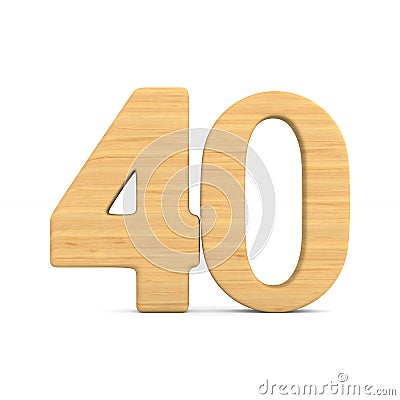 Number Fourty On White Background. Isolated 3D Illustration ...