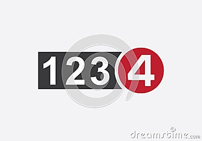 Number 1234 Icon Logo Design Vector Template. Red And Black Number 1234 ...