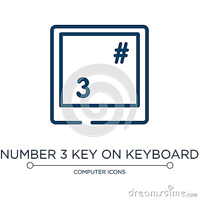 Number 3 Key On Keyboard Icon. Linear Vector Illustration From Computer ...