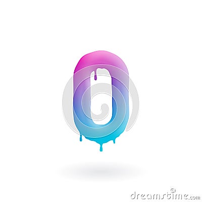 Number 0 Logo. Colored Paint Zero With Drips. Dripping Liquid Null ...