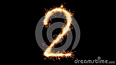 Number 2 Text Sparkler Glitter Sparks Firework Loop Animation Stock ...