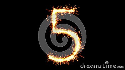 Number 5 Text Sparkler Glitter Sparks Firework Loop Animation Stock ...