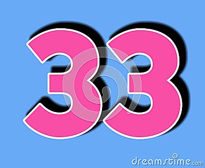 Number 33 Thirty Three With Shadow On Blue Background Stock Image ...