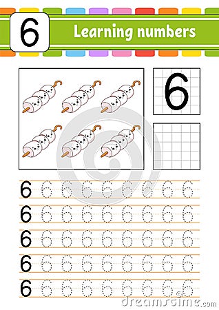 Number 6. Trace And Write. Handwriting Practice. Learning Numbers For ...