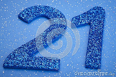 Number Twentyone Blue Color Over A Blue Background. Anniversary ...