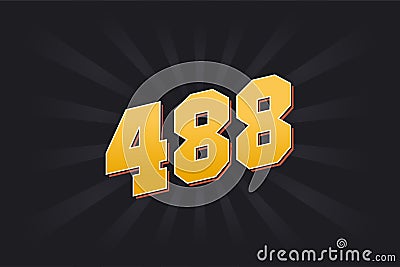 Number 488 Vector Font Alphabet. Yellow 488 Number With Black ...