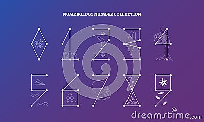 Numerology Numbers With Symbolic Meaning Design. Vector Illustration ...