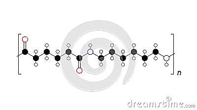 Nylon 66 Molecule, Structural Chemical Formula, Ball-and-stick Model ...