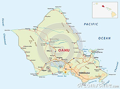Oahu Road Map Stock Illustration - Image: 57186840