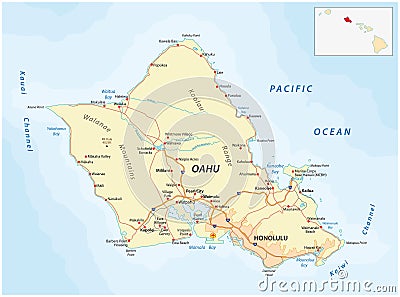 Oahu Road Map Stock Photo | CartoonDealer.com #68672052