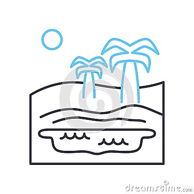 Oasis Line Icon, Outline Symbol, Vector Illustration, Concept Sign ...