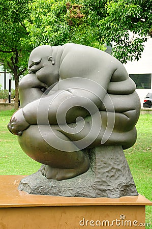 Obese Thinker Sculpture Stock Photo - Image: 59626800