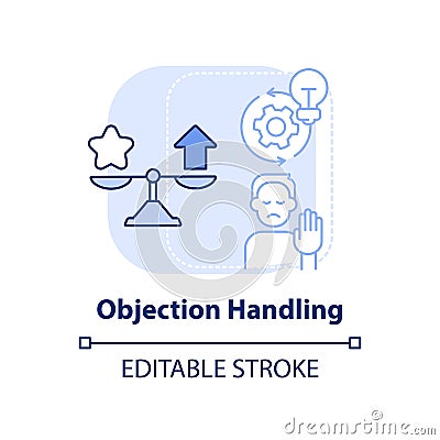 Objection Handling Light Blue Concept Icon Cartoon Vector ...