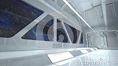 Observation Windows Inside Space Ship Stock Video - Video of corridor ...