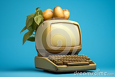 Obsolete PC Desktop So Old That Potatoes Grew On It. Computer Needs An ...